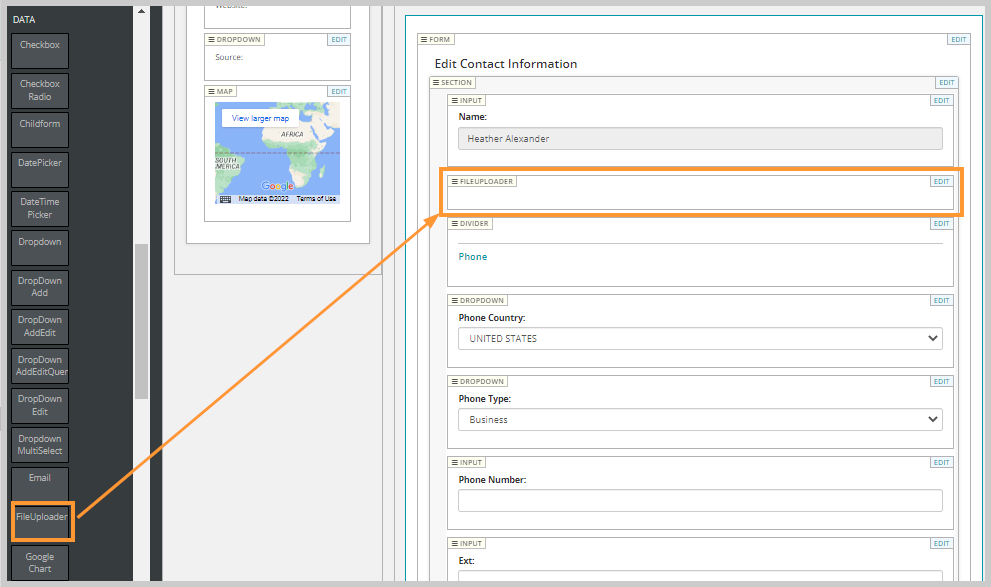 Adding FileUploader Widget to a Form